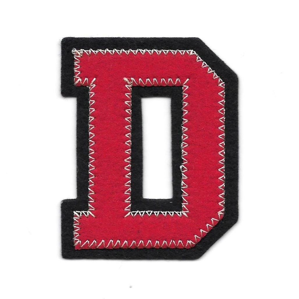 Letter D Red Dark Navy Blue Block Letterman's Felt Patch - B&B Accessories