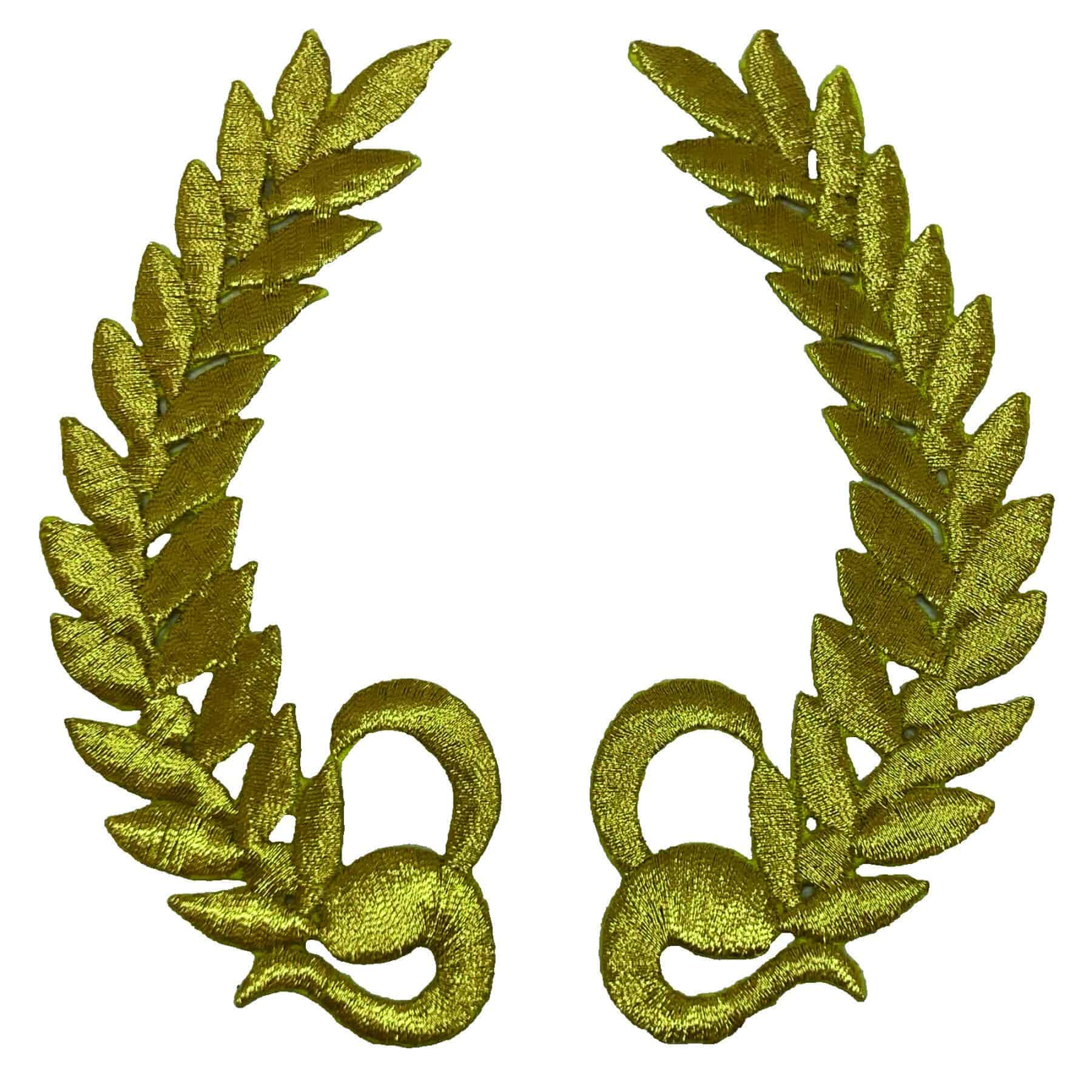 Gold Laurel Wreath Patch Pair – Iron-On Embroidered Appliques for Crafts - B&B Accessories