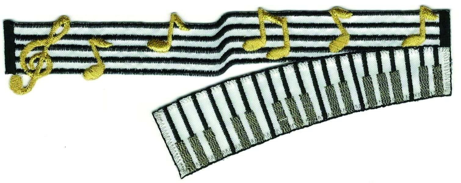 Music Notes and Keyboard Embroidered Patch - B&B Accessories