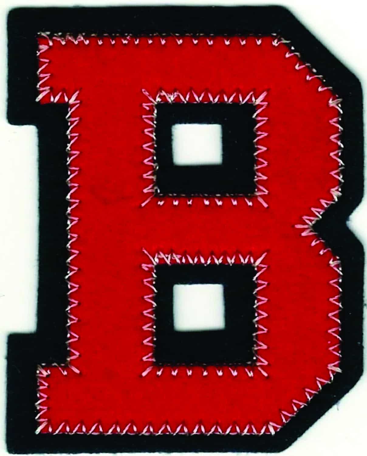 Red Black Letter B Patch Felt Varsity Iron On 2½" - B&B Accessories