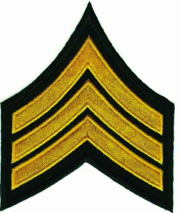 Large Pair Yellow Black Sergeant SGT E5 Rank patches Stitched Edge - B ...