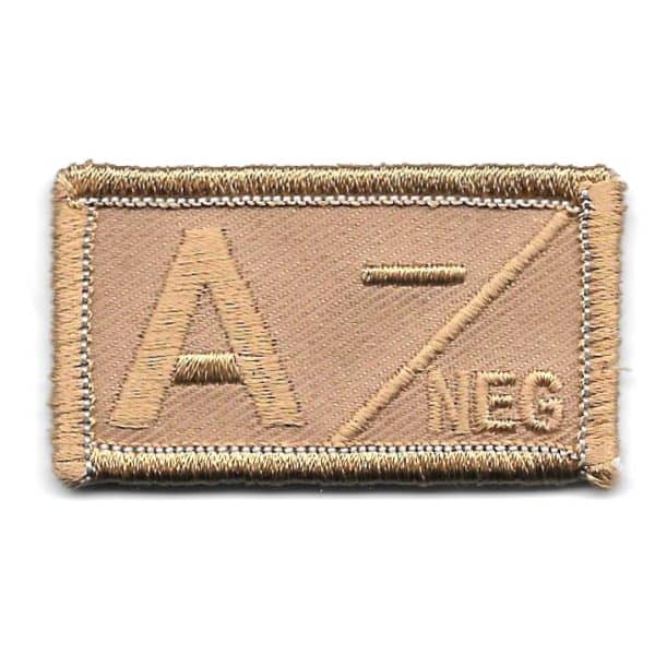 Medical Alert Brown Tan Blood Type A- Negative Patch - B&B Accessories